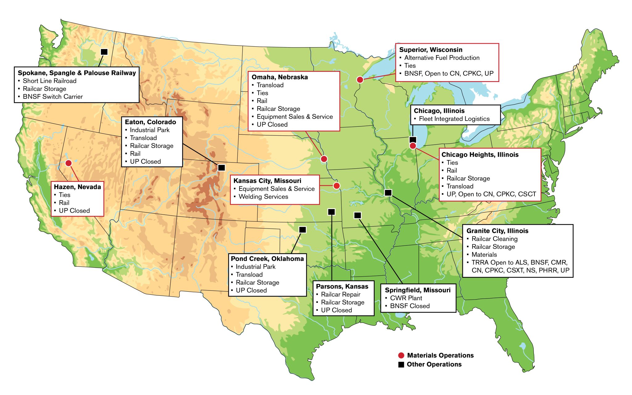 Map of Terminals - Omaha Track