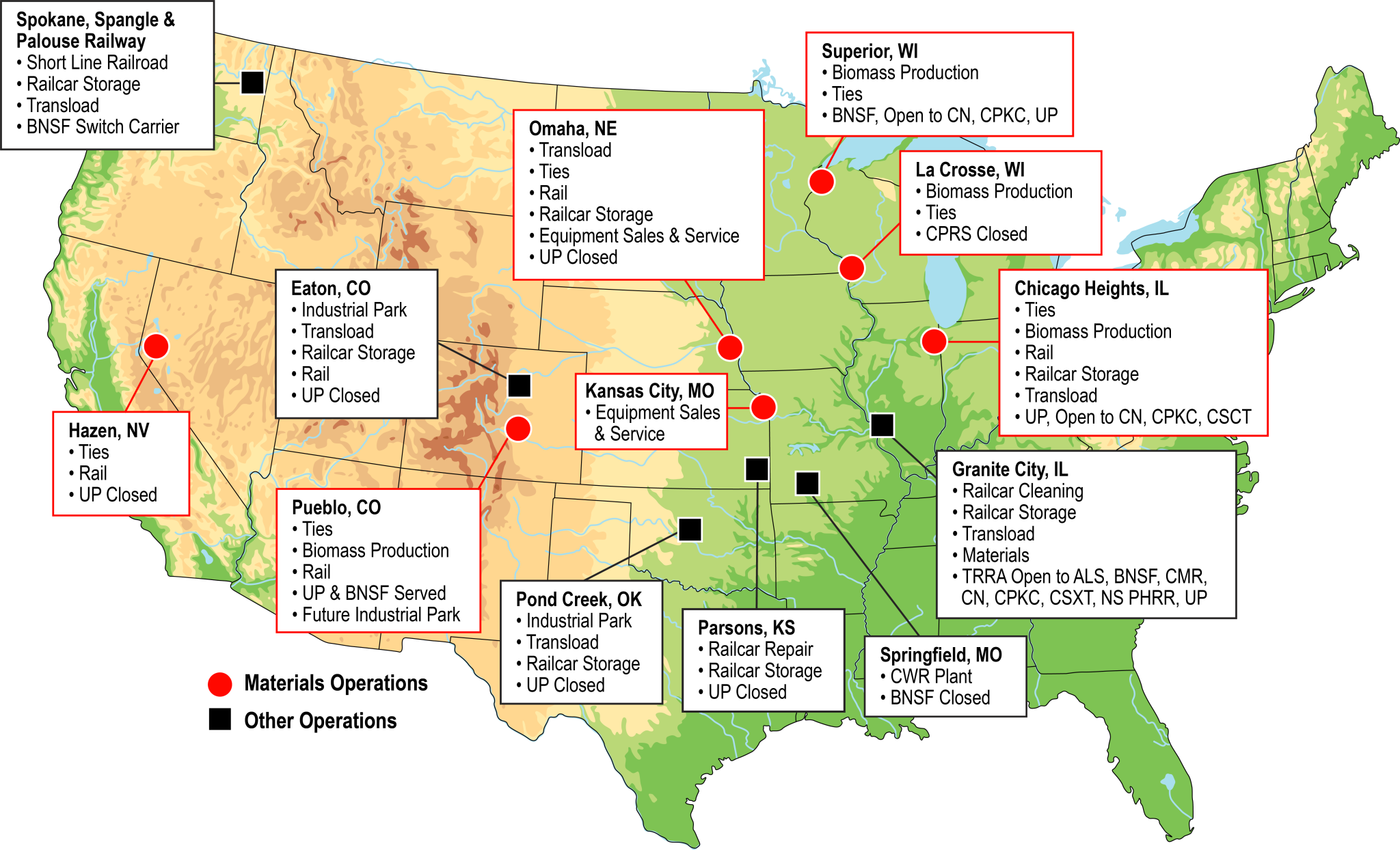 Map of Terminals - Omaha Track